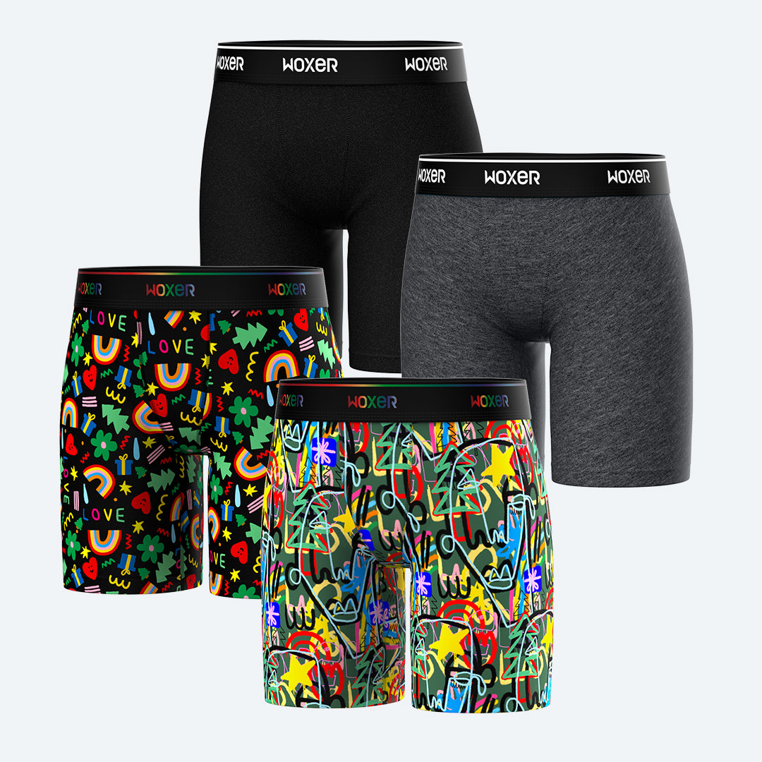 Biker High Waisted Pride Glow 4-Pack | Women's Boxer's & Boy Shorts | Woxer