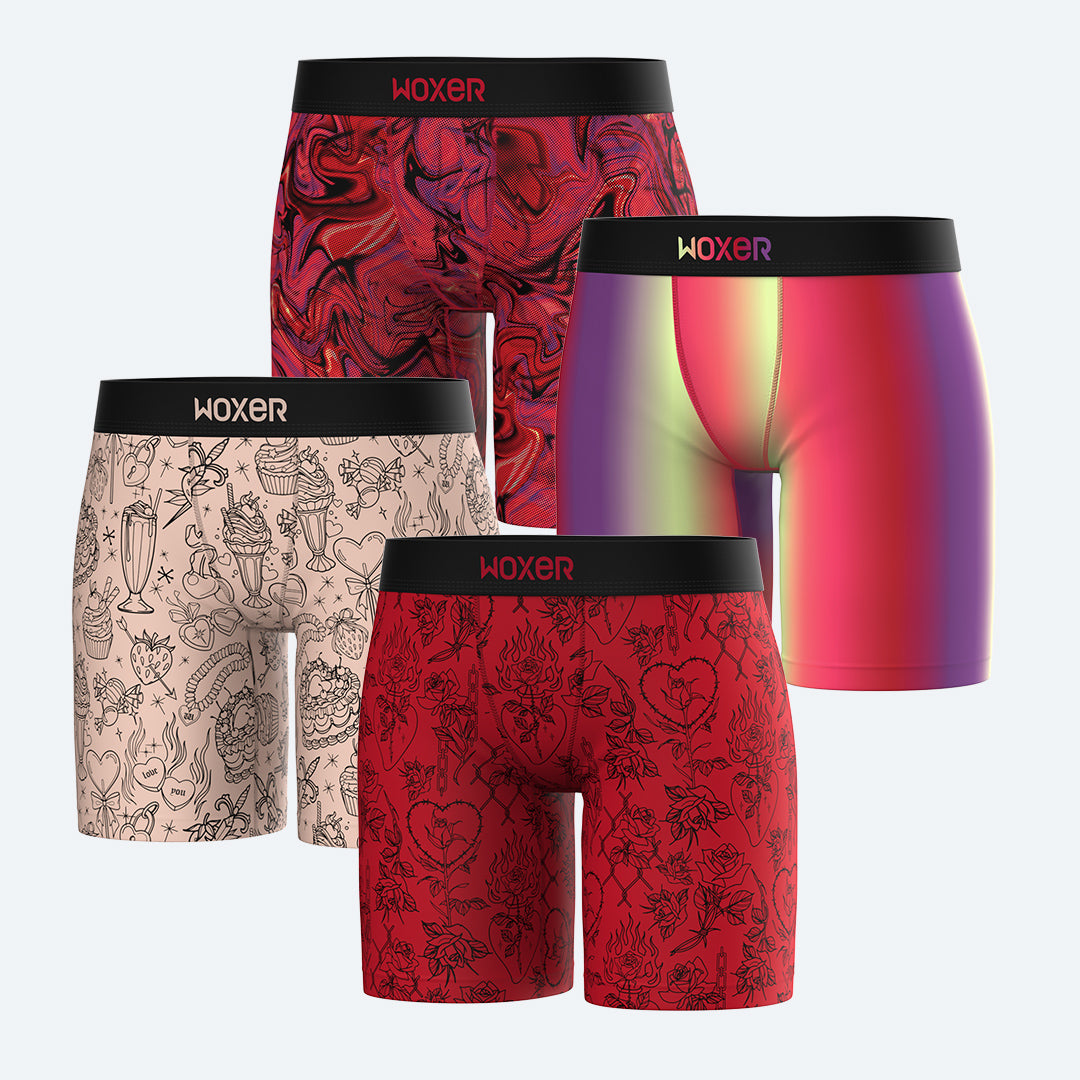 Biker Rebel Heart 4-Pack | Women's Boxer's & Boy Shorts | Woxer