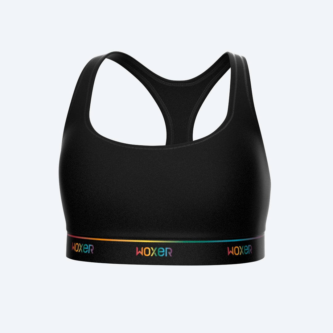 Boss 2.0 Pride Black | Stretchy Seamless Sports Bras | Woxer