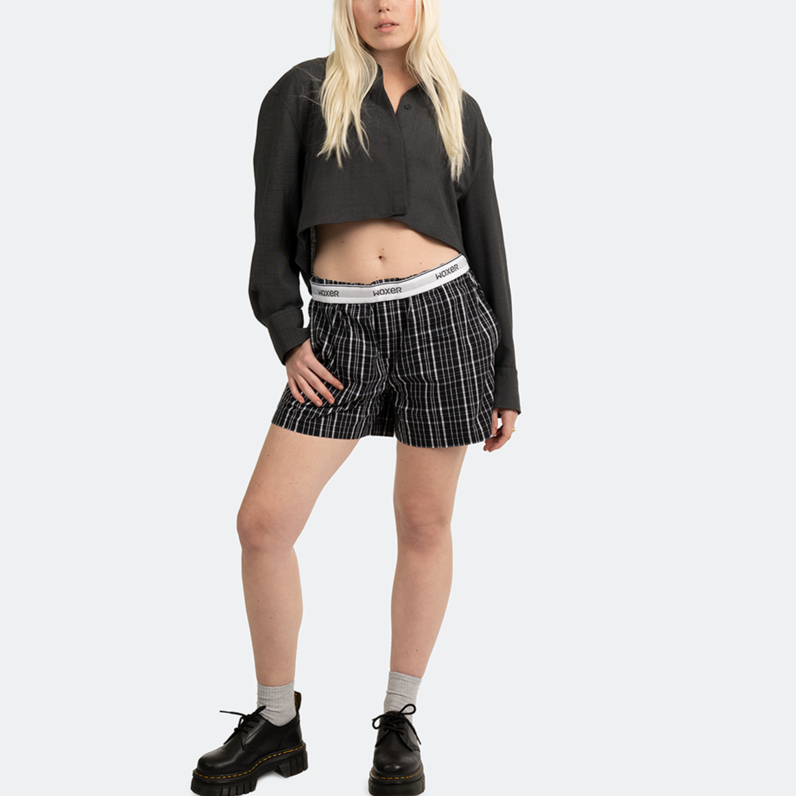 Women's Boxer Shorts Coal Plaid | Woxer