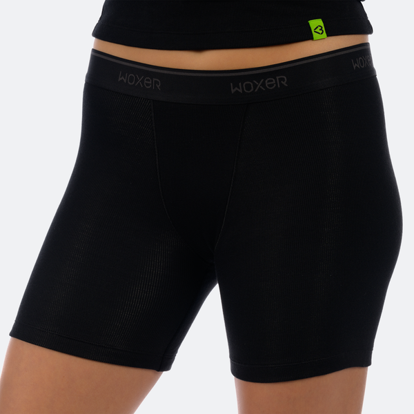 Baller Pima Cotton Rib Black | Women's Boxer's & Boy Shorts | Woxer
