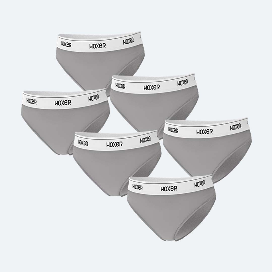 Bikini Heather Grey 6-Pack | Women's Boxer's & Boy Shorts | Woxer